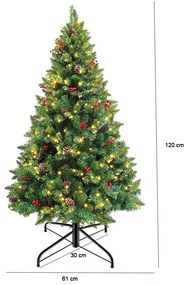 Umělý vánoční stromek s 100 LED diodami, teplý bílý, 120 cm