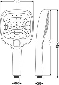 Mexen příslušenství - hlavice ruční sprchy Oval R-17, 3-funkce, černá, 79517-70