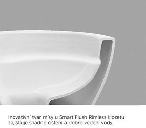 Mereo WC kombi vyvýšené 390 x 880 x 670 mm Smart Flush Rimless spodní/zadní odpad vč. sedátka keramika bílá VSD92T1