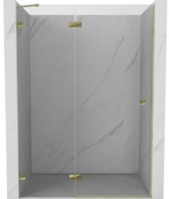 Mexen, Mexen Lunar levé otočné sprchové dveře 135 cm, transparentní, zlaté - 834-135-000-50-00-L