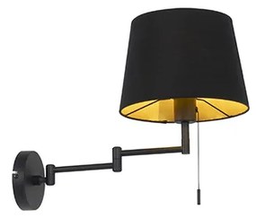 Nástěnná lampa černá s černým stínidlem a nastavitelným ramenem - Ladas