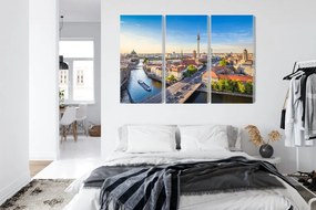 Vícedílný obraz Řeka Spréva A Panoramatický Výhled Na Berlín Nedostatek Nedostatek Plátno Canvas 180x120