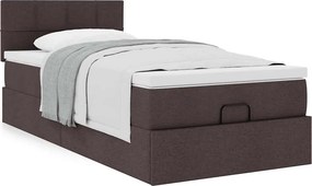 Osmanský rám postele s matrací tmavě šedá 90x190cm textil 3311424