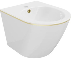 Mexen Lena, závěsný bidet 480x370x325 mm, bílá - zlatý okraj, 35224805