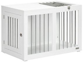 PawHut klec pro psy Klec pro střední psy 80 x 50 x 56,5 cm s dvířky a transportní funkcí v bílé barvě | Aosom.de