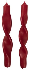 Broste, Sada kroucených svíček Twist, 2ks, v.23 cm | červená