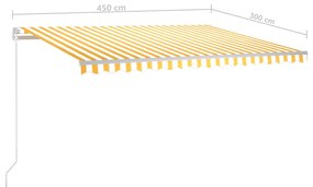 Automatická zatahovací markýza 450 x 300 cm žlutobílá,  3068928