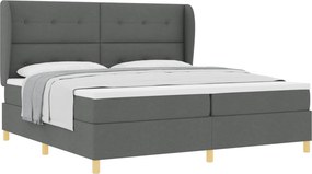 Postel s boxspringem s čelo Tmavě šedá 200 x 200 cm textil 3340775