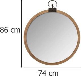 Ozdobné zrcadlo s dřevěným rámem, průměr 74 cm