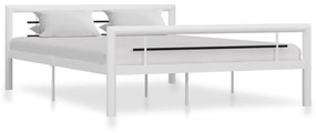 vidaXL Rám postele bíločerný kov 120 x 200 cm