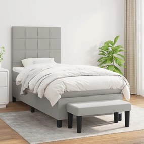Box spring postel s matrací světle šedá 90x190 cm textil 3136557