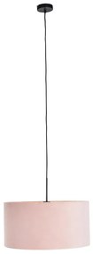 Závěsná lampa s velurovým odstínem růžová se zlatem 50 cm - Combi