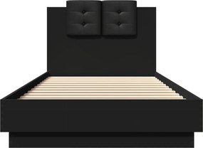 Rám postele s čelem černý 100 x 200 cm kompozitní dřevo 3209934