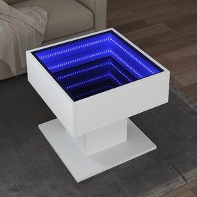 Konferenční stolek s LED bílý 50 x 50 x 45 cm kompozitní dřevo