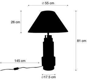 Stolní lampa bronzová s látkovým stínítkem béžové 55 cm - Bruut