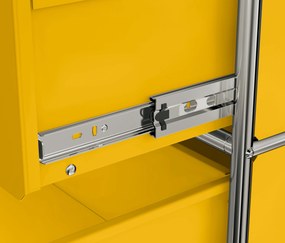 Tchibo - Kovová odkládací skříňka »Cn3« se 2 výklopnými dvířky a 2 zásuvkami - barva: žlutá