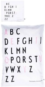 DESIGN LETTERS Povlečení Baby Letters Pink 70x100, růžová barva, bílá barva, textil