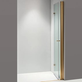 BPS-koupelny Zalamovací otočné sprchové dveře HYD-JSD01 120 zlatá/transparent pro instalaci do niky