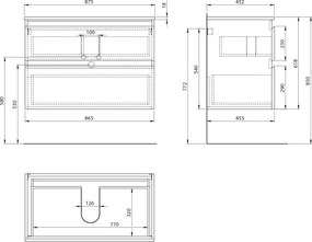 Aqualine Altair koupelnová skříňka 87,5 x 61,8 x 45,7 cm pod umyvadlo s deskou 87,5 cm bílá antracit břidlice AI290-03