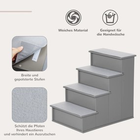 PawHut Pet Schodiště pro psy 4stupňové Schodiště pro kočky Vstupní pomůcka s protiskluzovou podložkou Žebřík pro domácí mazlíčky do auta Postel Pohov…