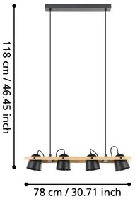 Eglo 900883 - LED RGBW Stmívatelný lustr na lanku HORNWOOD-Z 4xLED/3,7W/230V