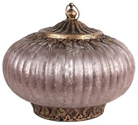 Růžová skleněná svítící LED lucerna Balli - Ø 17*14 cm