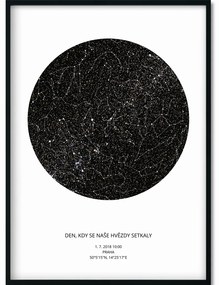Hvězdná mapa Vašeho životního okamžiku Rozměr plakátu: 40 x 50 cm, Barva pozadí: Vesmírná, Volba rámu: Bez rámu