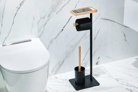 Olsen Spa WC štětka + držák papíru, kov (černá barva), bambus KD02071794