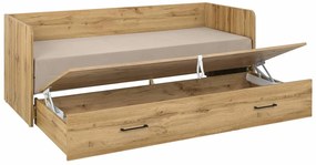 Rozkládací postel s matracemi a polštáři TETRIS, dub wotan/béžová