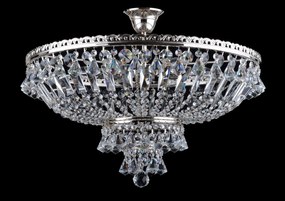 6 Bulbs silver basket crystal chandelier with diamond-shaped pendants