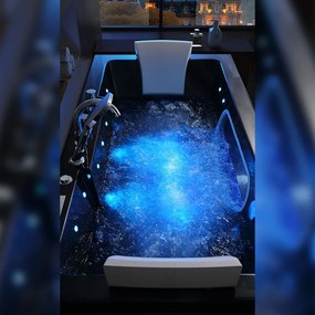 Terra Hydromasážní vířivá vana Iris 933C 170x84 s ohřevem vody, černý mramor