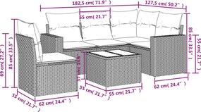 6dílná zahradní sedací souprava s poduškami černá polyratan 3251313