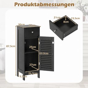 Costway Koupelnová skříňka Volně stojící se zásuvkou – 32 × 30 × 87,5 cm