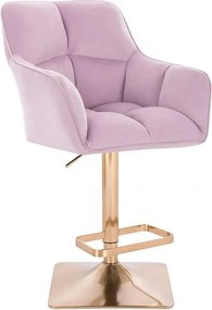 LuxuryForm DESIGN Barová židle AMALFI VELUR na zlaté hranaté podstavě - levandule
