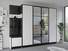 Šatní skříň EDEN 15 bílý + ekokůže černý Vzor 1