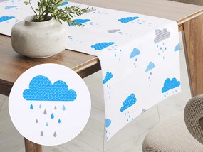 Biante Dětský bavlněný běhoun na stůl Sandra SA-325 Modro-šedé deštivé mráčky 35x160 cm