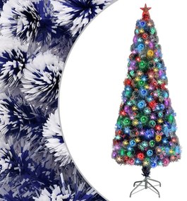 Umělý vánoční stromek s LED bílý a modrý 240 cm optické vlákno,  328459 HangarStore.cz