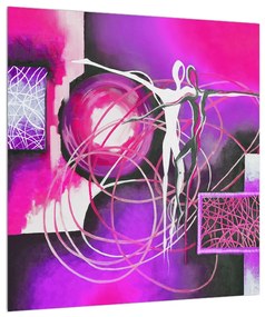 Abstraktní obraz fialových tanečníků (40x40 cm)