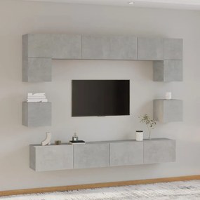 8dílný set TV skříněk betonově šedý kompozitní dřevo 3114417
