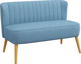 HOMCOM 2místná pohovka loveseat se vzhledem lnu, dvojsedák s dřevěnými nohami, nosnost do 150 kg, modrá, 117x56,5x77 cm do obývacího pokoje | Aosom.de