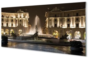 Obraz na skle Rome Fountain Square v noci 125x50 cm