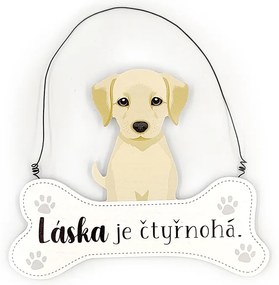 Domov&Mazlíci Dřevěná cedulka kostička Láska je čtyřnohá