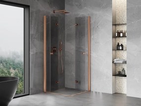 Mexen Mist-F Duo, skládací sprchový kout 100 x 100 cm, průhledný, broušená měď - 8A6-100L-100P-65-00