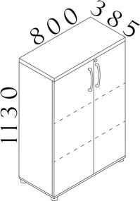 Střední skříň Visio LUX 80 x 38,5 x 113 cm, dub