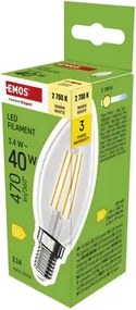 EMOS LED žárovka Filament Candle 3,4W E14 / Žárovka / náhrada za 40W /