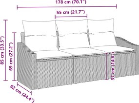 Set pohovek 3 ks Hnědá polyratan 3346578