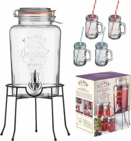 Kilner skleněný nápojový automat s kohoutkem 5 l a 4 ks džbánků 400 ml