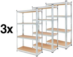 Fistar AKCE - Balíček : 3x Regál 1500x700x300 mm kovový zinkovaný 4-policový, nosnost 700 kg