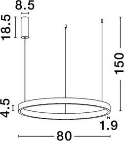 Závěsné LED svítidlo NOVA LUCE ELOWEN 77W 3000K 9345650 stmívatelné Triac