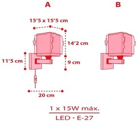 Dalber 73269 - Dětská nástěnná lampa HELLO KITTY 1xE27/15W/230V růžová